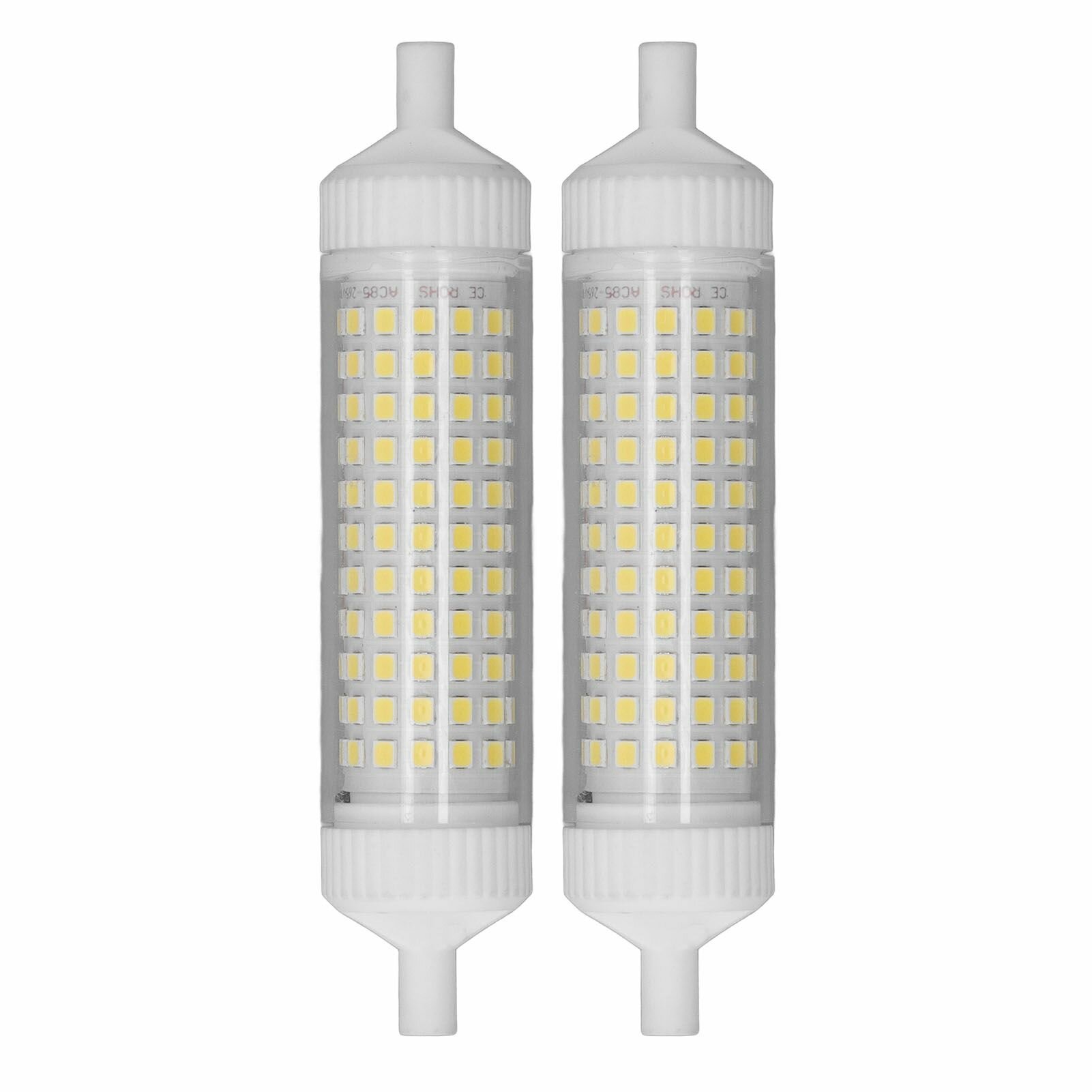 Две светодиодные лампы R7s для одной продажи, 118 мм с регулируемой яркостью, 15 Вт, двухсторонний прожектор, белый свет 220 В.
