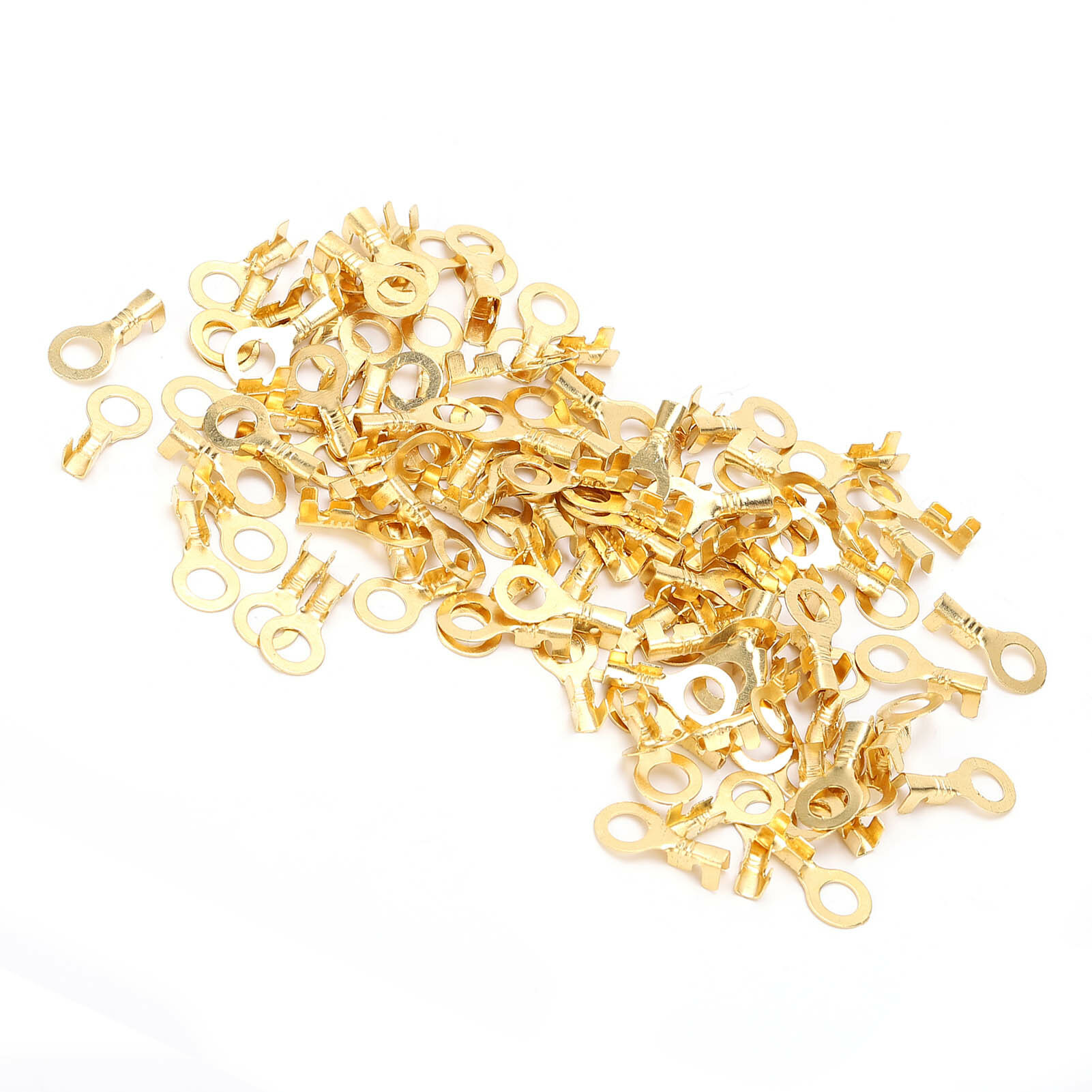 100 шт. кольцевой наконечник, голые латунные соединители холодного прессования для обжима кабеля M5 5,2 мм