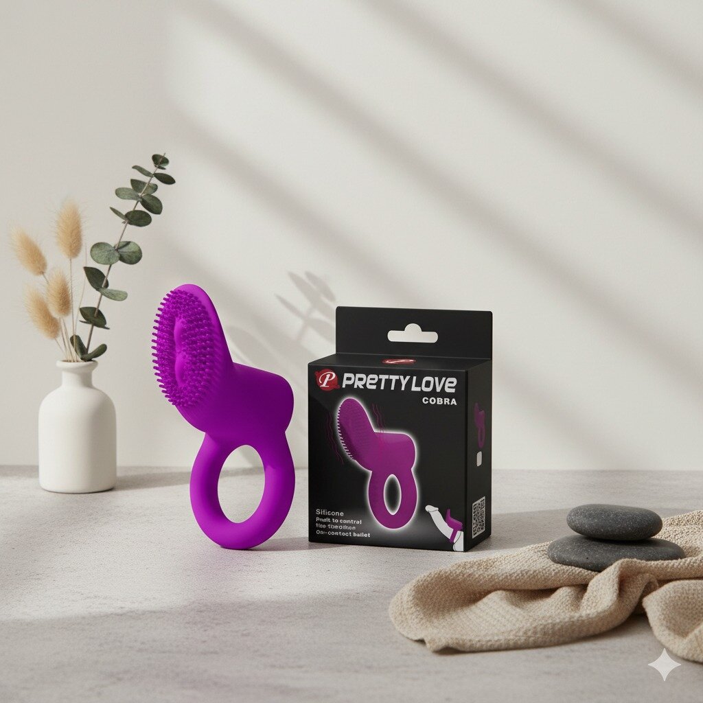 Виброкольцо Pretty Love Cobra BI-210147, для стимуляции клитора, лиловое