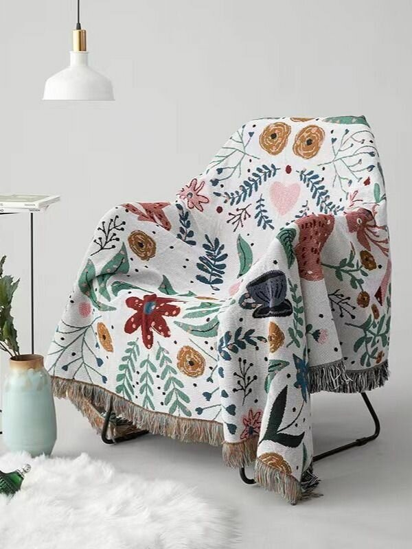 Плед-пончо , Полиэстер, 180 см х 130 см, Нитяное одеяло, мебельное покрывало