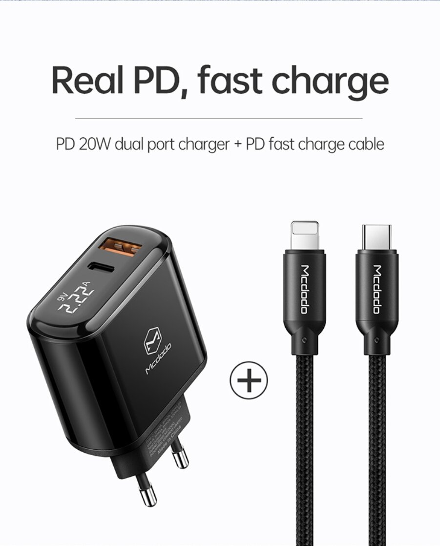 ЗУ и кабель Mcdodo, CH-717 20W (U+C) черные