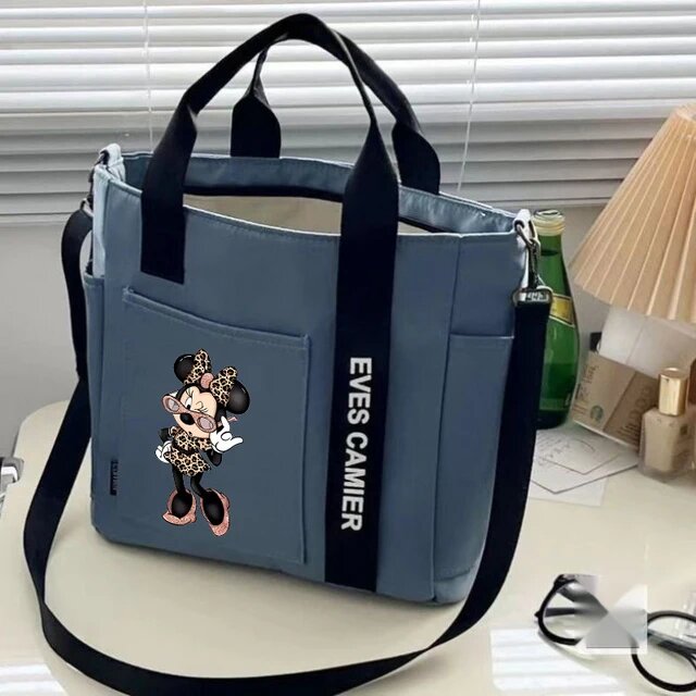 Сумки-шопперы женские из нейлона с героями мультфильмов Disney Mickey Minnie Mouse, аниме-фигурки, сумки для покупок, наряды для девочек и мальчиков, книги, сумки через плечо