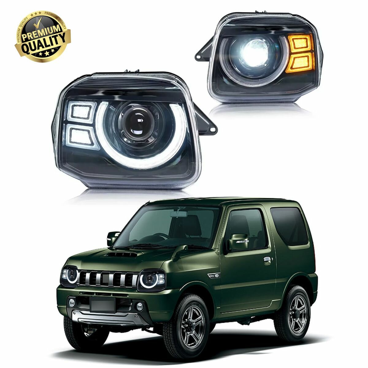 Фара для Suzuki Jimny LED Фара 2007-2017 Фары Jimny DRL Поворотник Дальний свет Angel Eye Проекторная линза