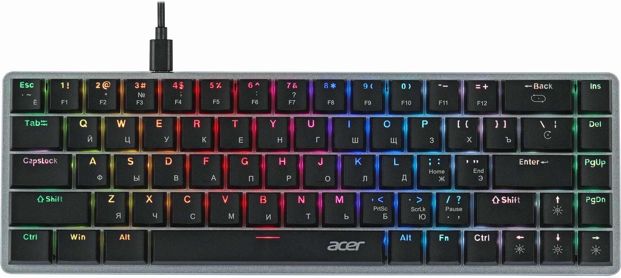 Клавиатура Acer OKW302 механическая серебристый USB Multimedia for gamer для ноутбука LED (ZL.KBDCC.