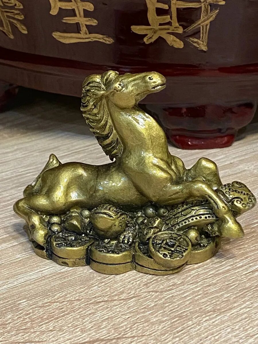 Фигурка Девять драконов "Денежная лошадь на жабе", полистоун, золотистая