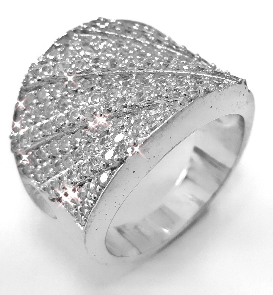 Перстень, серебро, 925 проба, родирование, фианит