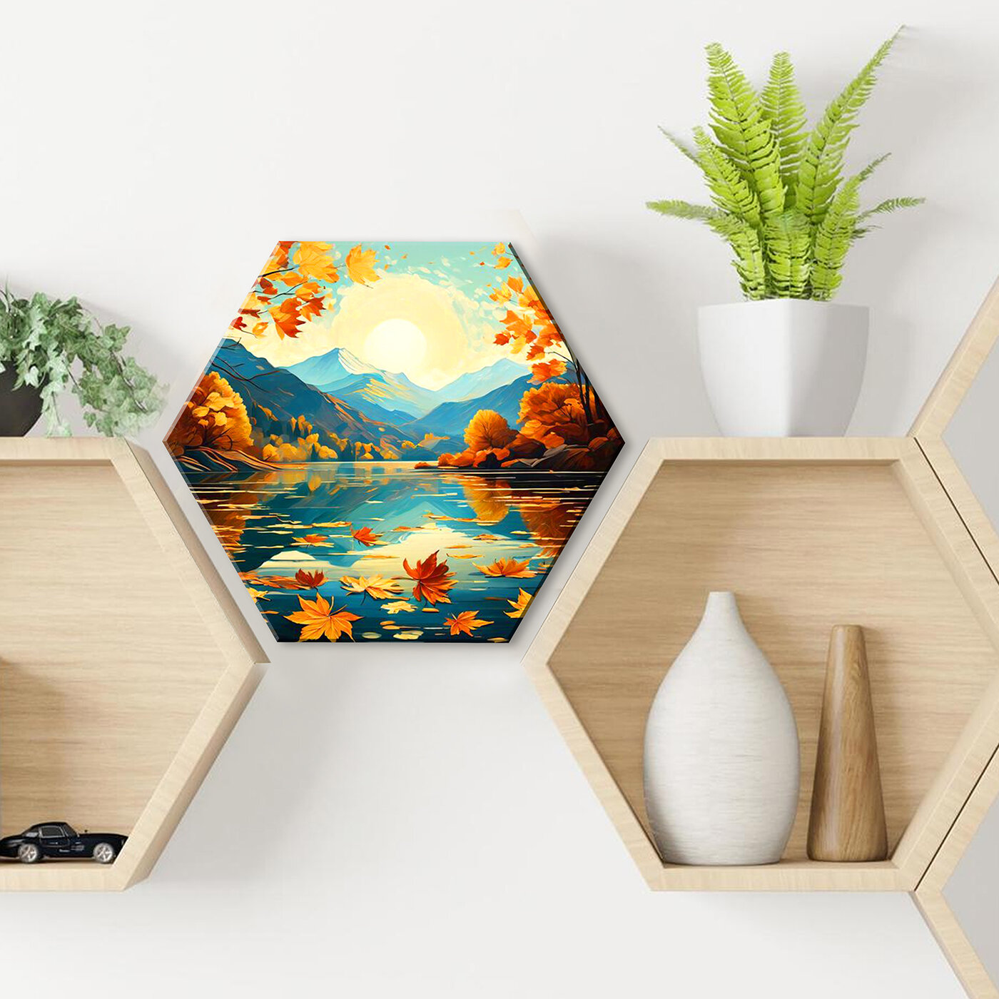 Картина по номерам 32х37см с поталью гексагон Осенний пейзаж в горах Флюид VHR0004