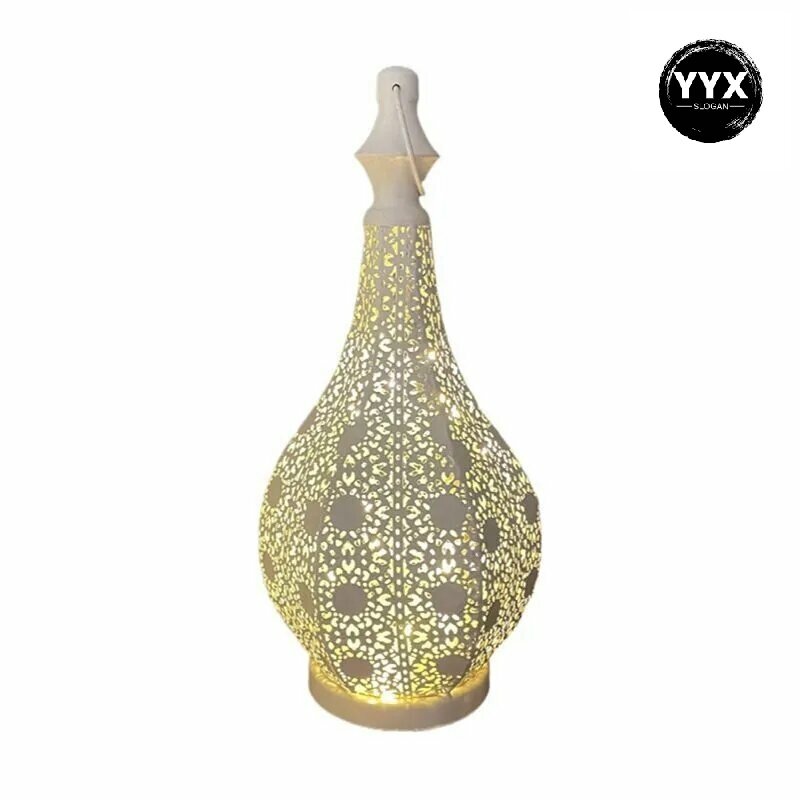 Металлическая настольная в марокканском стиле, беспроводная лампа на батарейках с гирляндой для рождественского дома