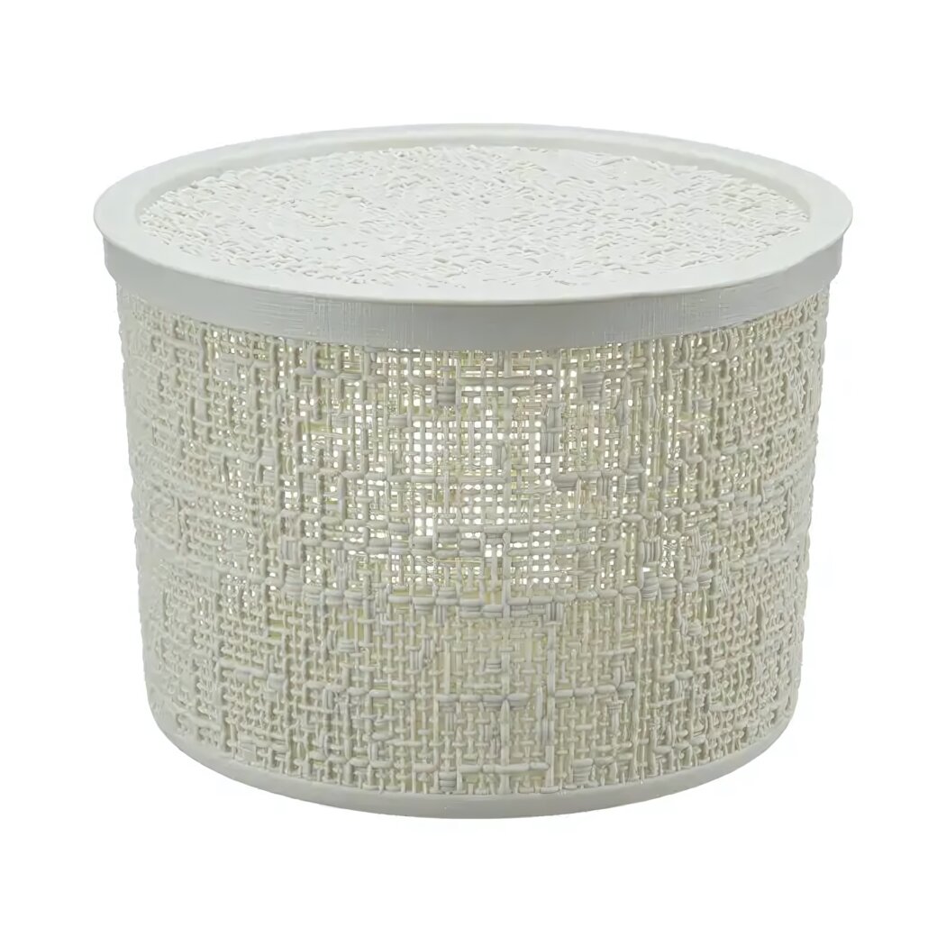 Коробка с крышкой D22см 4,5л, белый, плетеный дизайн под ротанг, пластик – удобное хранение