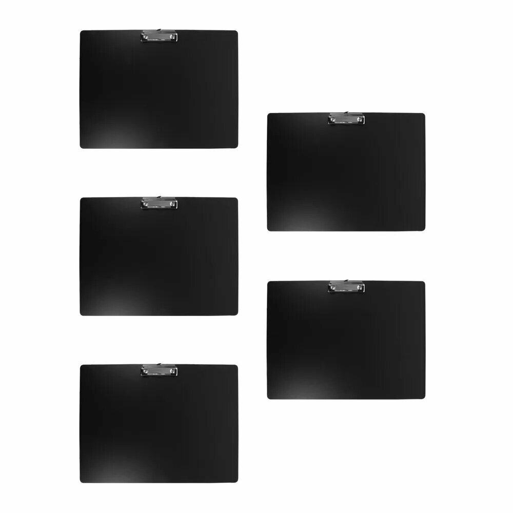 Черная горизонтальная пластиковая папка-планшет а3 с металлическим зажимом для офиса и школы, набор из 5 штук