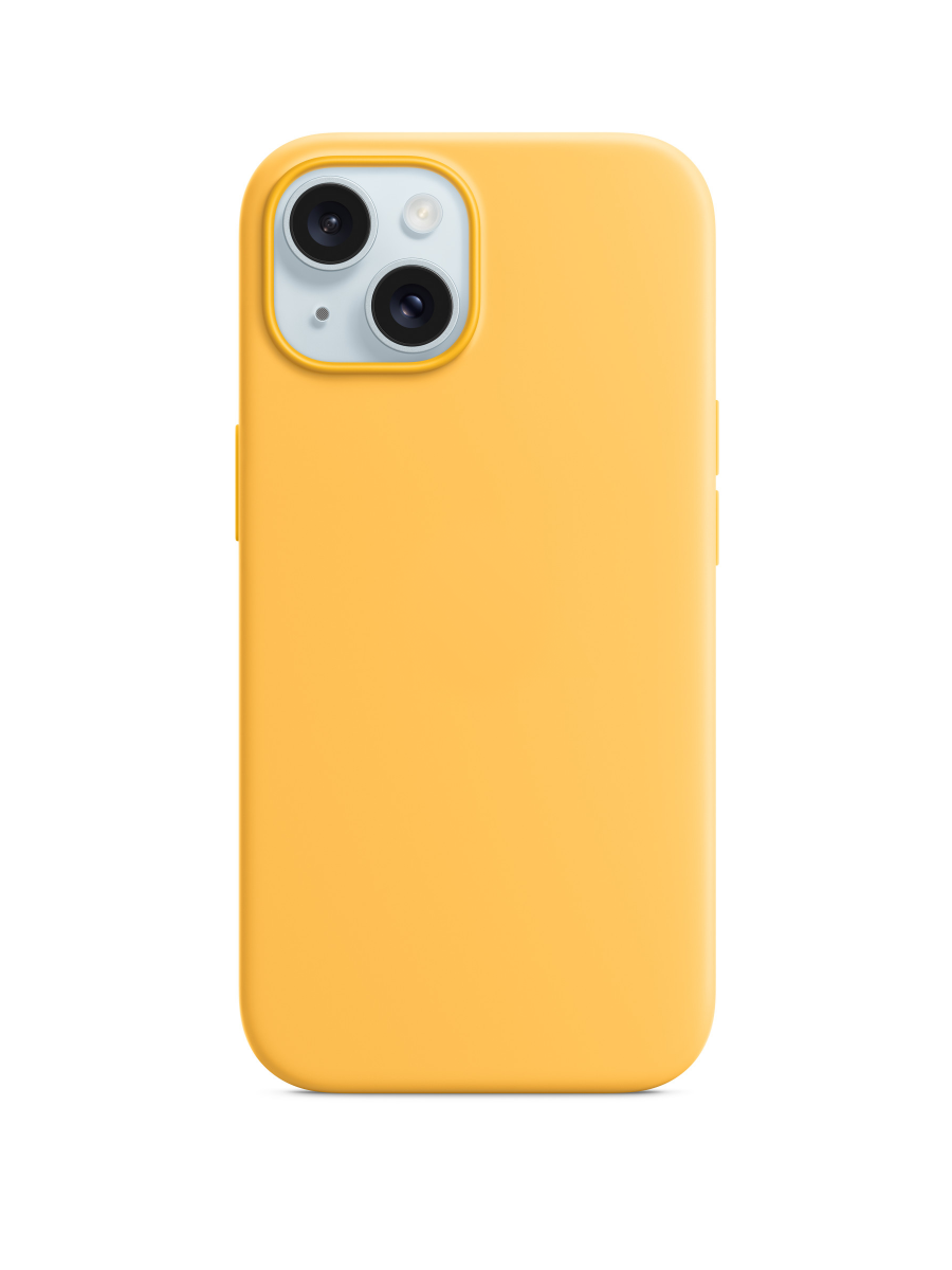 Чехол силиконовый Магсейф для iPhone 15 Plus Sunshine с анимацией NFC, Silicone case Магсейф для айфон 15 Плюс - Желтый