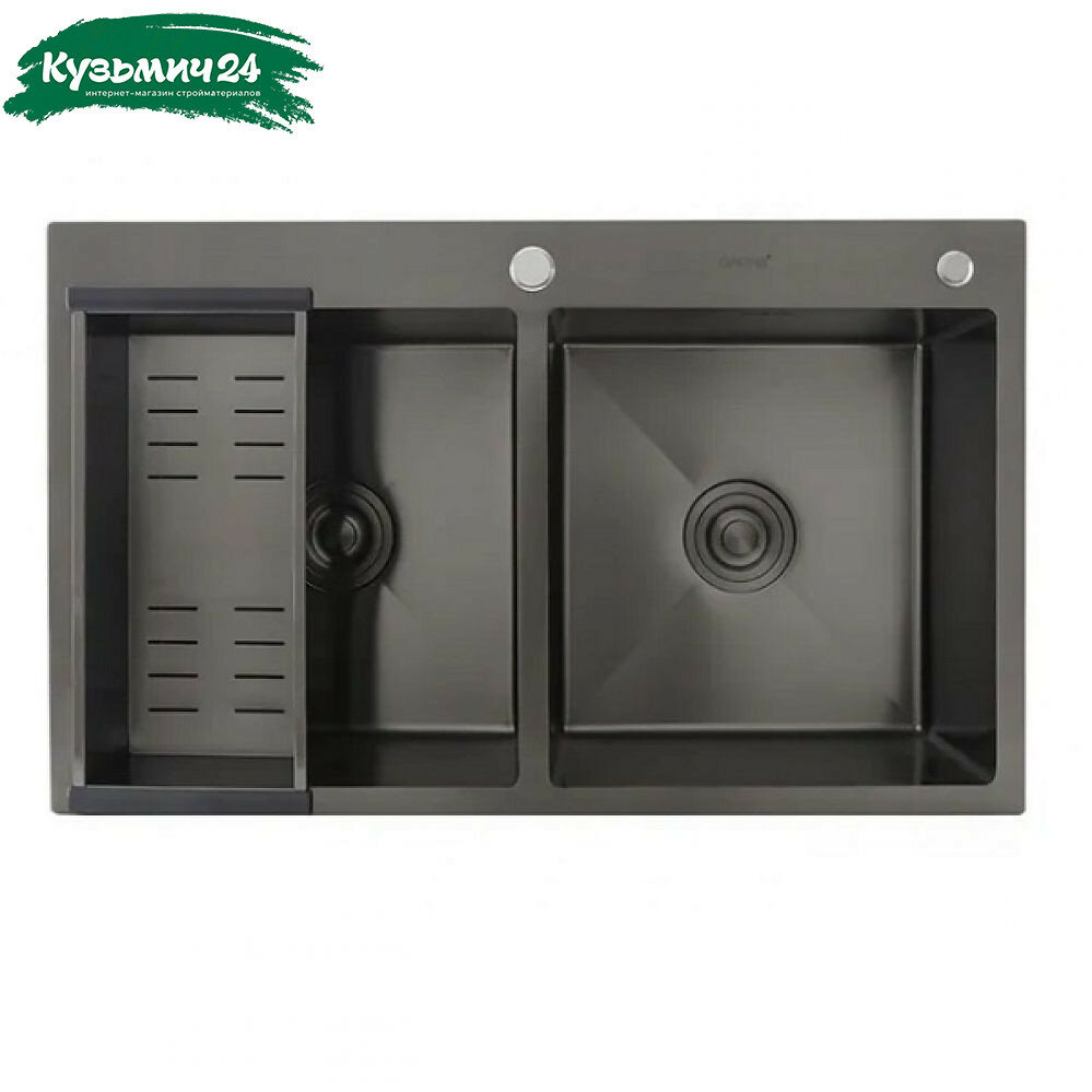 Мойка кухонная Gappo GS8350-6 черная, врезная стальная , 1 шт.