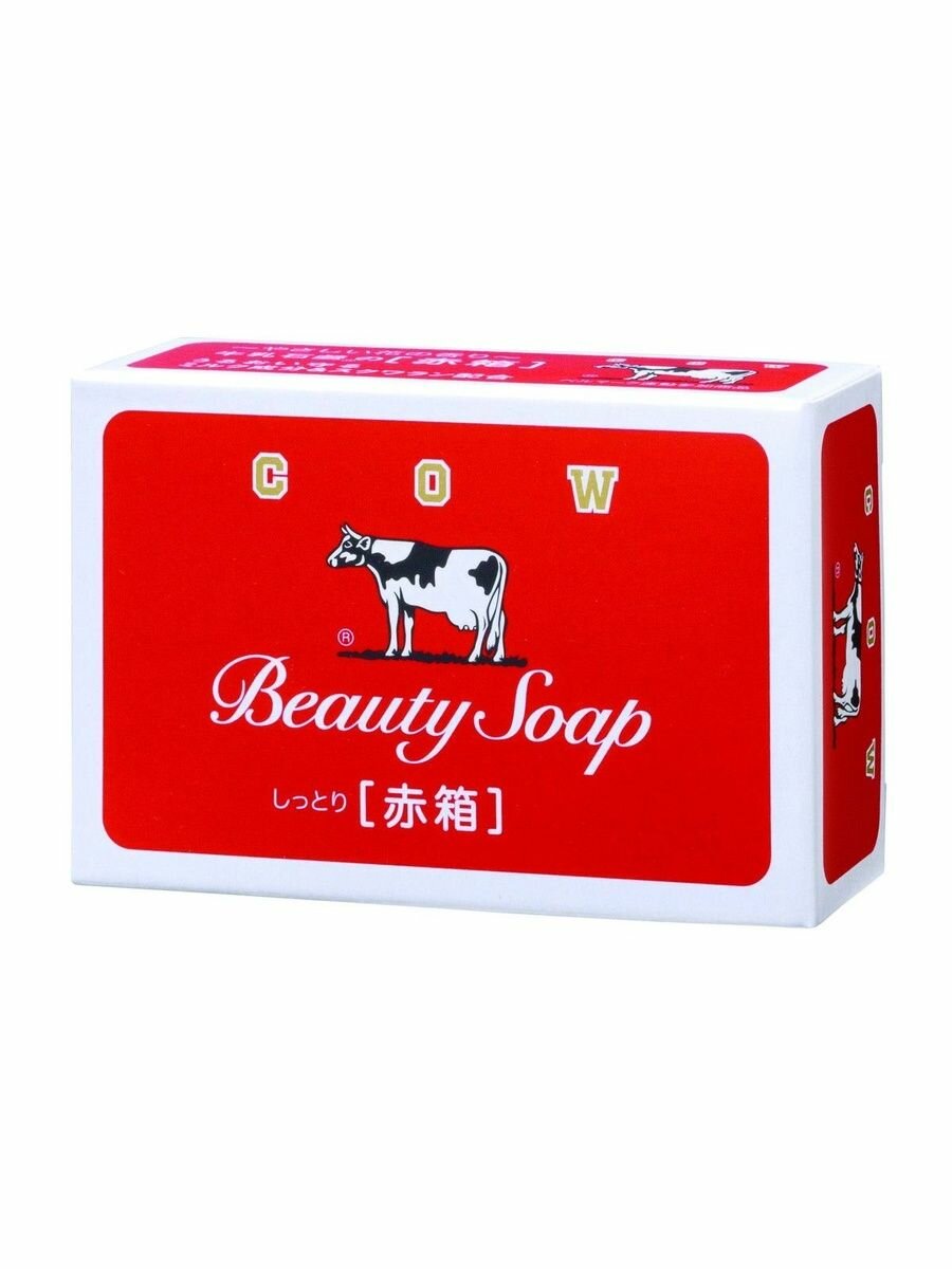 COW Молочное увлажняющее туалетное мыло с пудровым ароматом роз Beauty Soap красная упаковка (кусок 90 г)