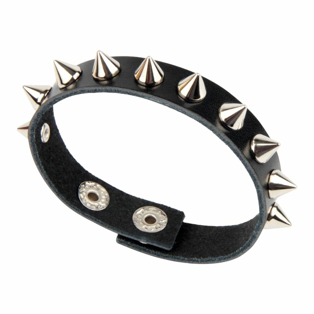 Кожаный браслет с черным шипом в стиле панк-черная кожа И Серебряные гвозди