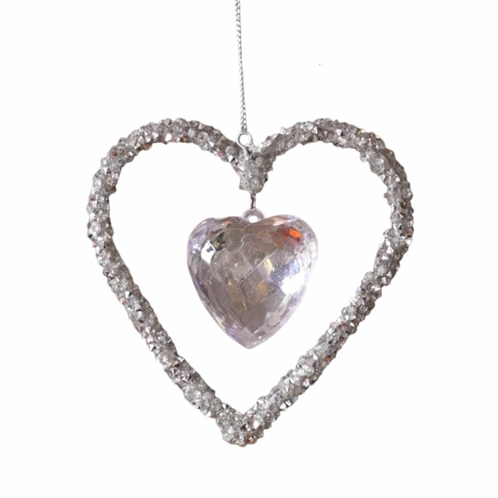 Акриловая новогодняя подвеска, - хрустальное сердце