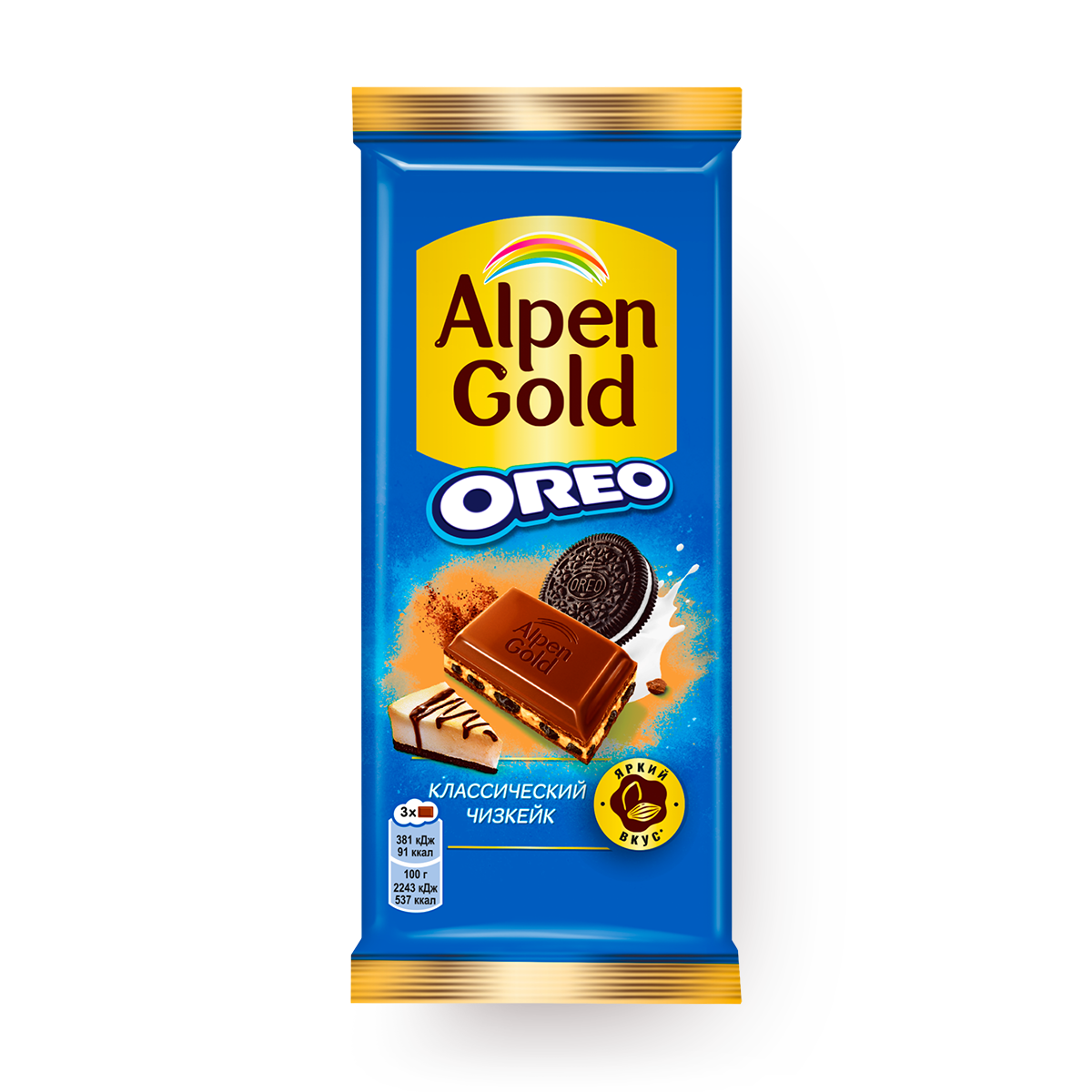 Шоколад молочный Alpen Gold "Oreo" классический чизкейк, 85 г, 1 шт.