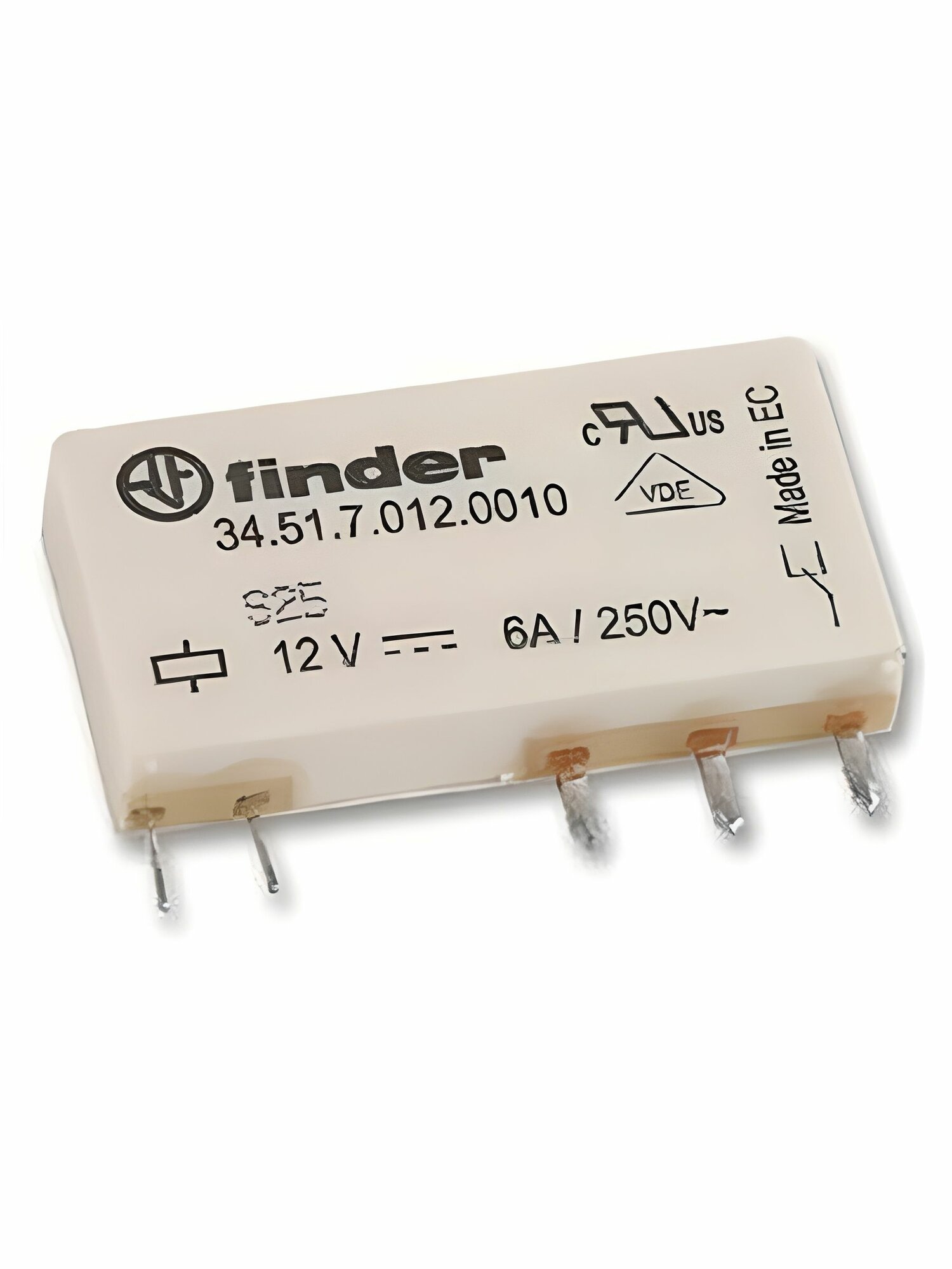 34.51.7.012.0010, Реле 1 переключения 12VDC, 6A/ 230VAC SPDT