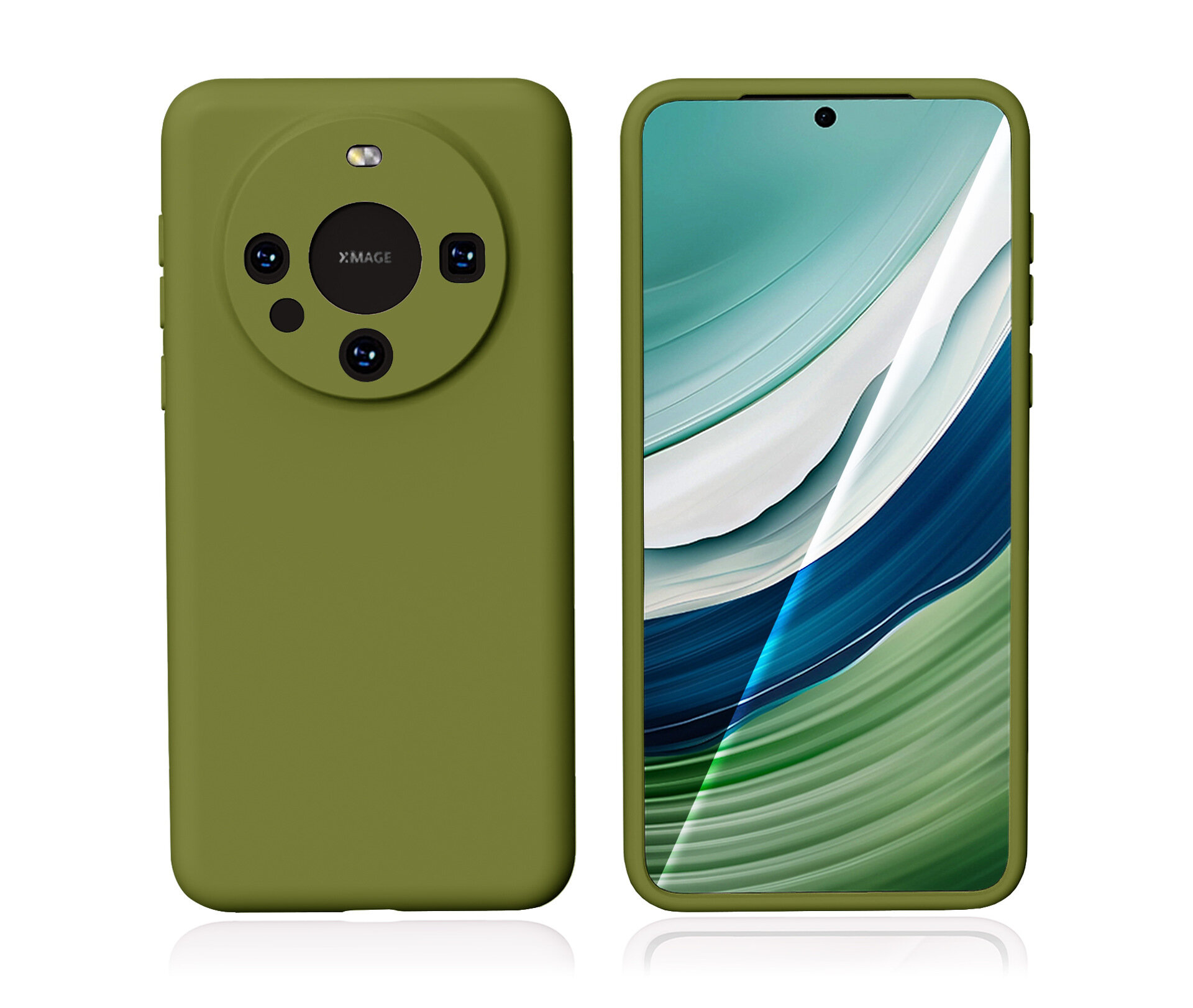 Премиальный чехол из жидкой силикона для Huawei Mate 60, ударопрочный анти-скользящий дизайн, цвет кардамон зеленый,