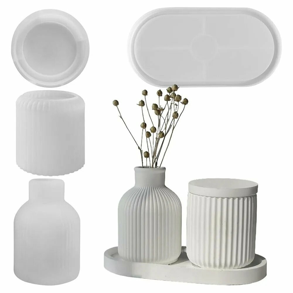 Силиконовые формы для кашпо 4 шт. Гипсовая ваза Силиконовая форма