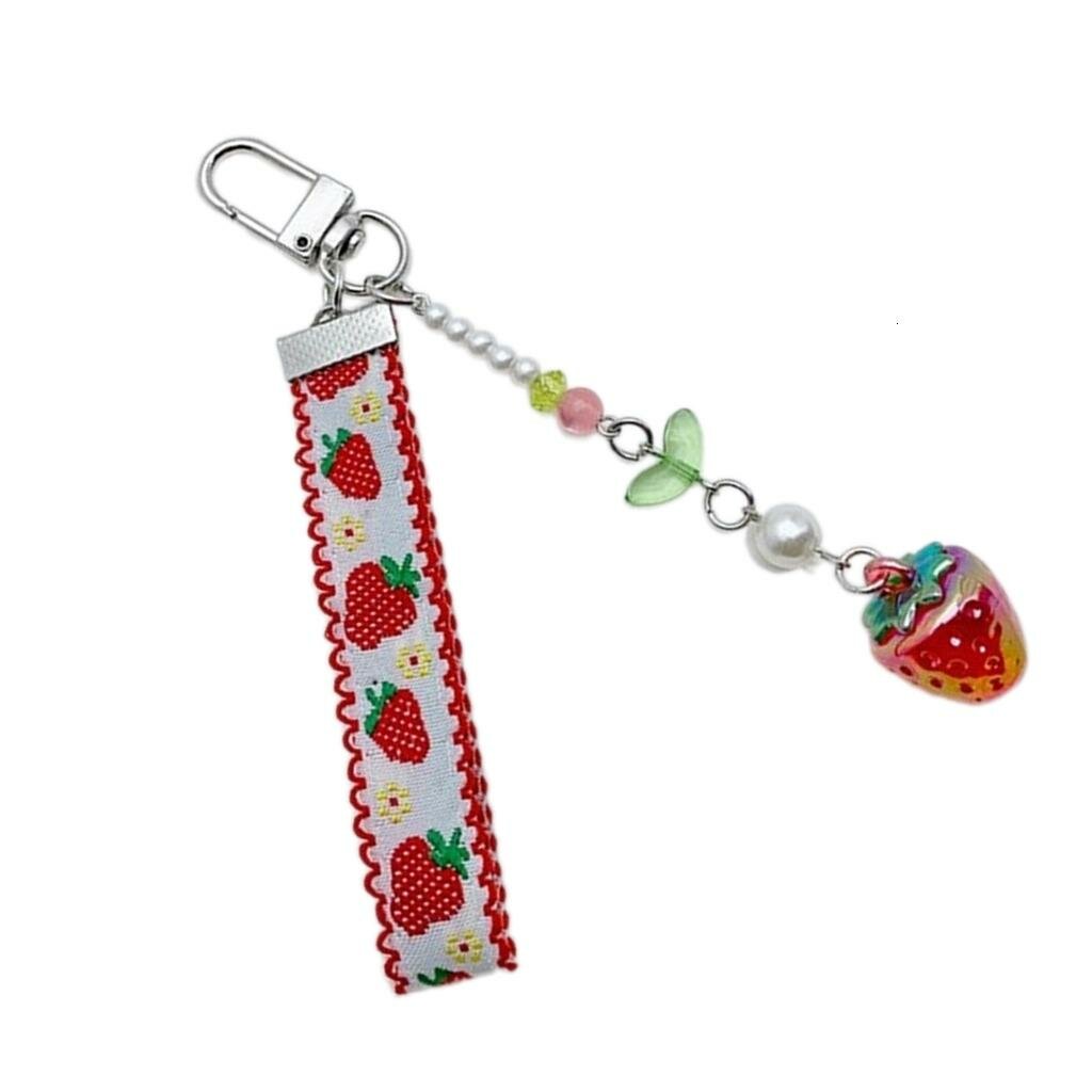 Брелок, подвеска в виде клубничного сердечка для девочки y2k, украшенная лентой из бисера, Liu Su, цепочка для мобильного телефона, брелок для сумки, подвеска-красный-Стиль 3
