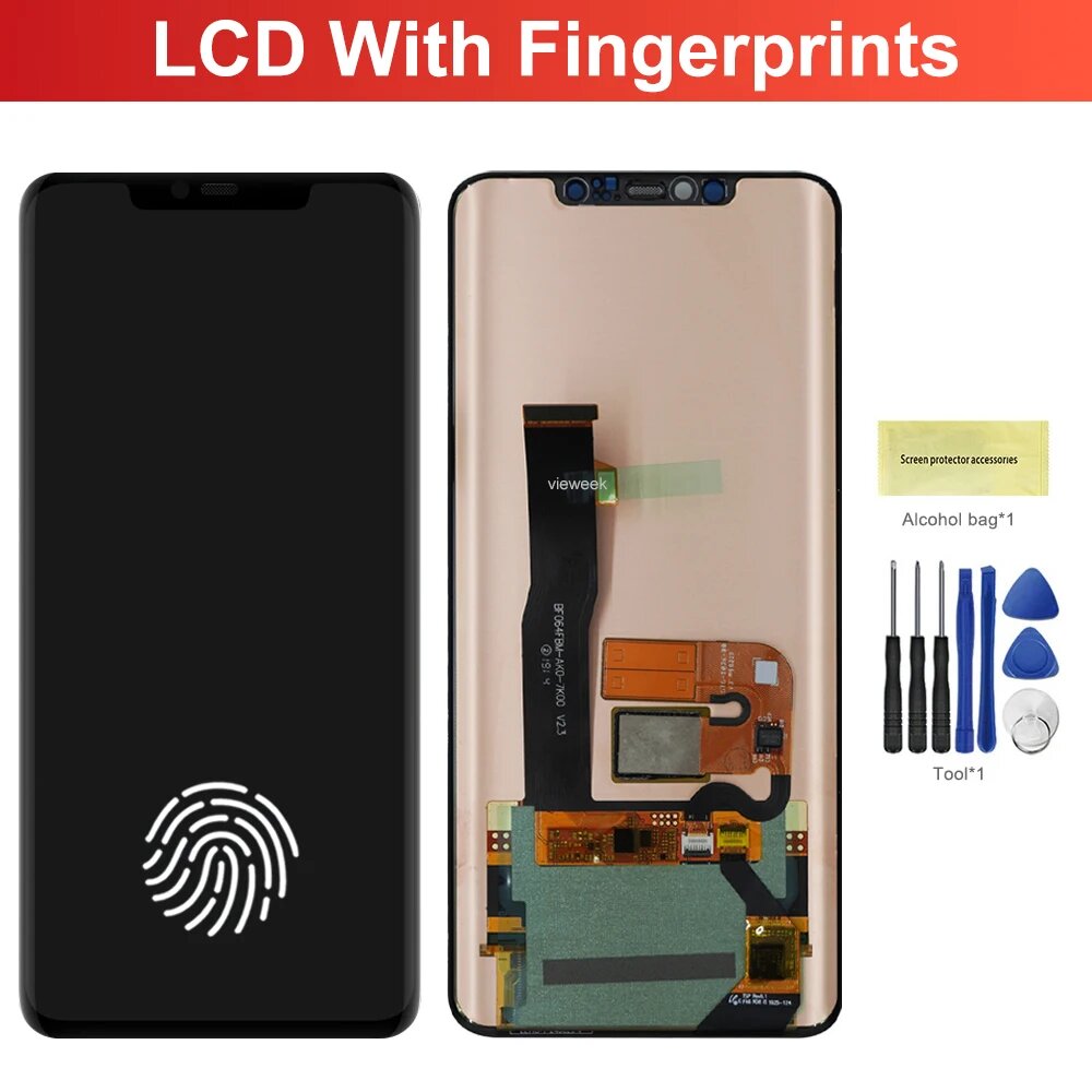 6,39-дюймовый экран для Huawei Mate 20 Pro LYA-L09 LYA-L29, ЖК-дисплей, LCD With Fingerprint