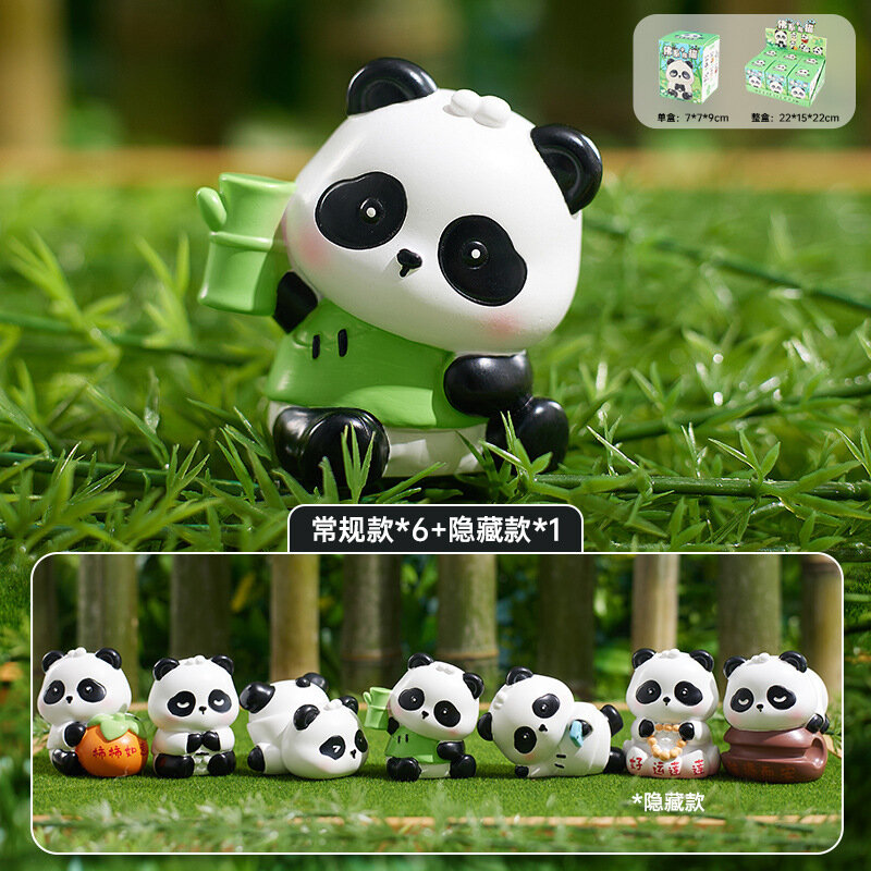 Китайский тренд, мультяшный милый жадный панда, ежедневная фигурка в слепой коробке, декор, праздничный подарок, дропшиппинг