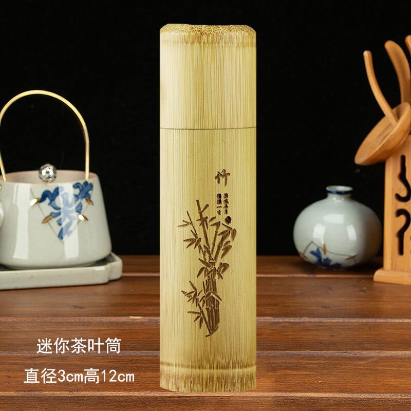 Портативная бамбуковая чайная банка маленького размера, портативная фиолетовая бамбуковая чайная банка, мини-бамбуковая банка из старого нефрита, герметичная бамбуковая чайная банка Mei Fei