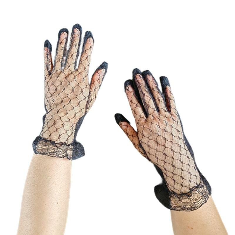 Кружевные перчатки-черные