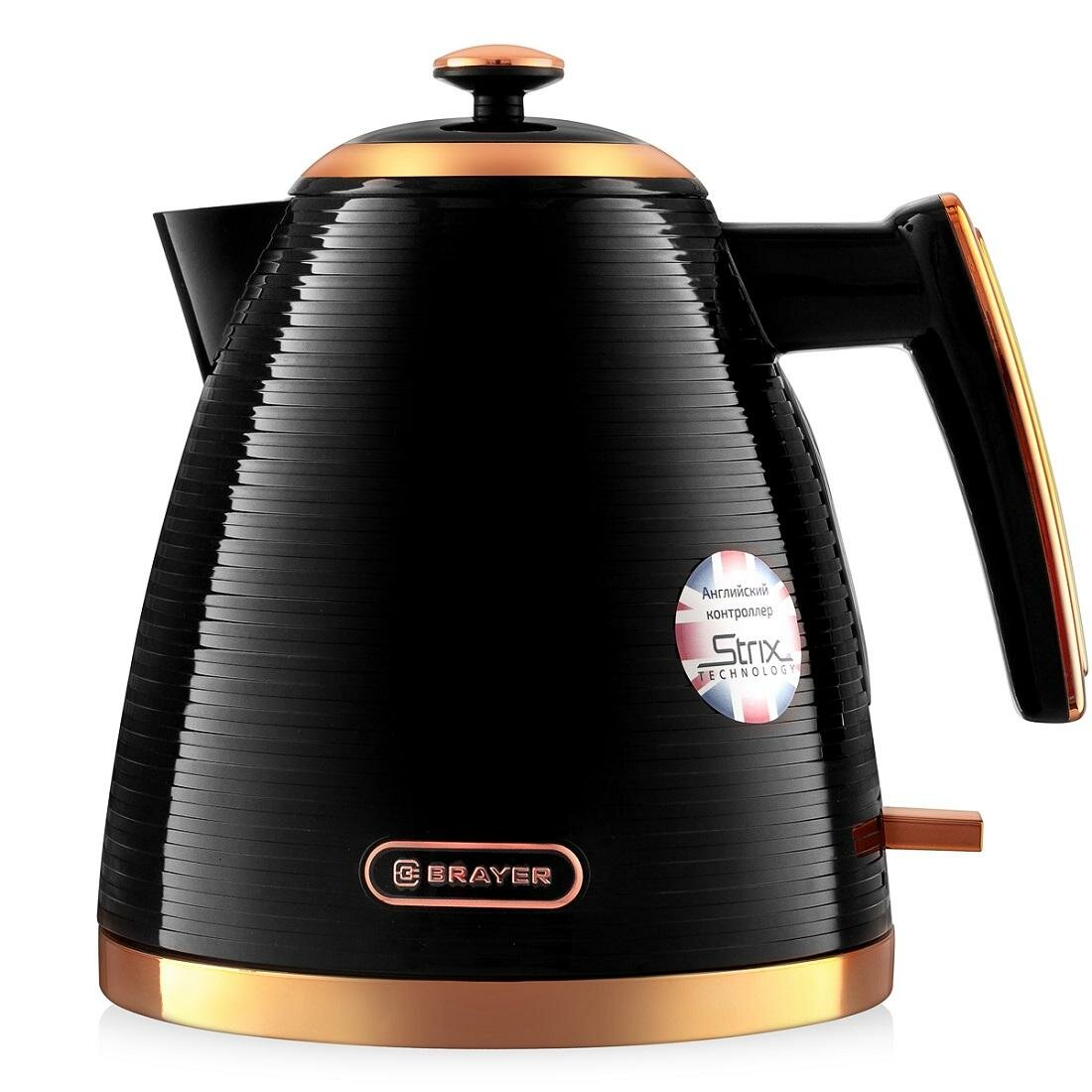 Чайник электрический 1.7Л 2200ВТ диск встр фильтр контр VnQ by STRIX пластик черн/ЗОЛ BRAYER