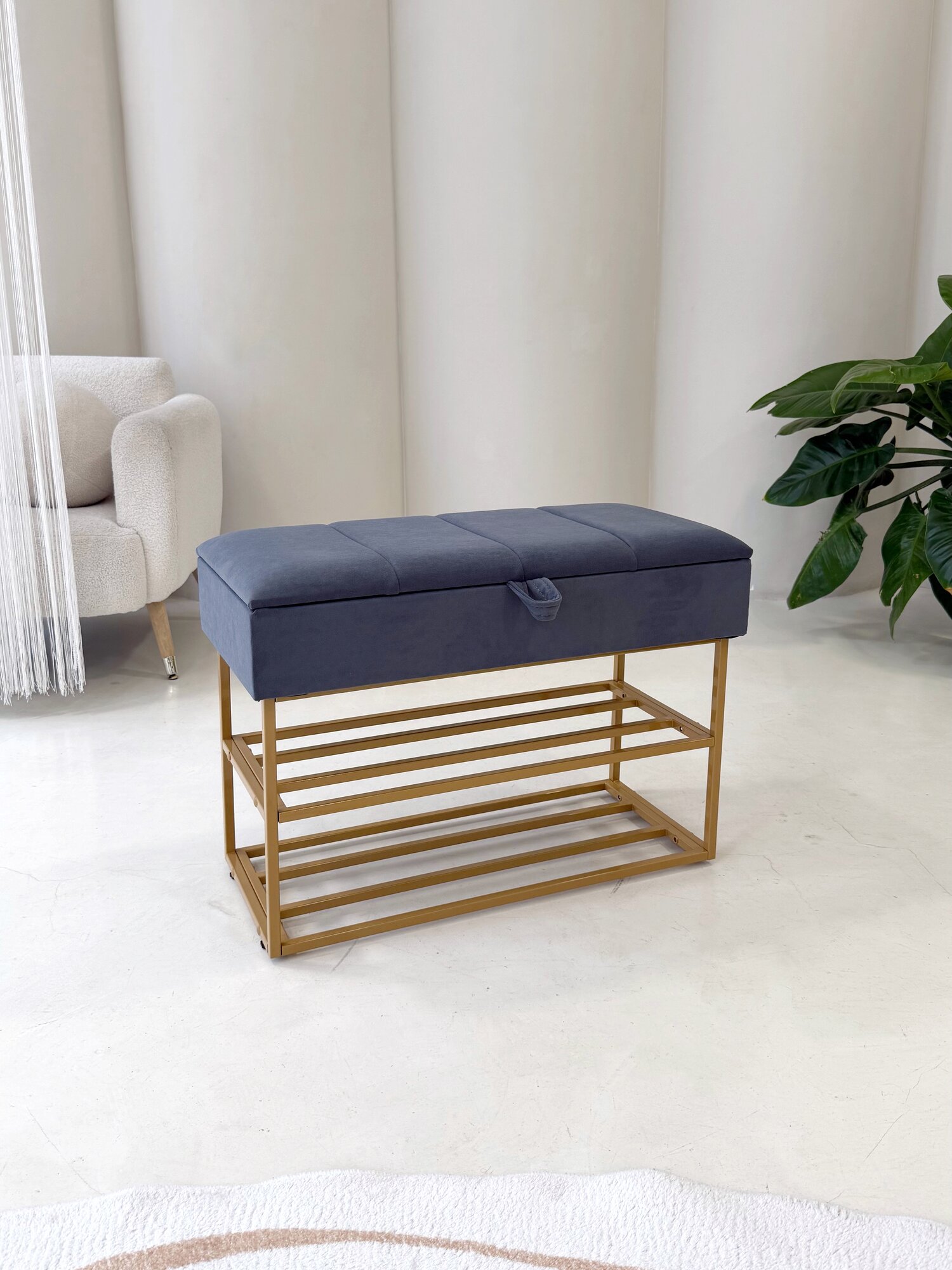 Банкетка обувница в прихожую с мягким сиденьем, 73х34х52см