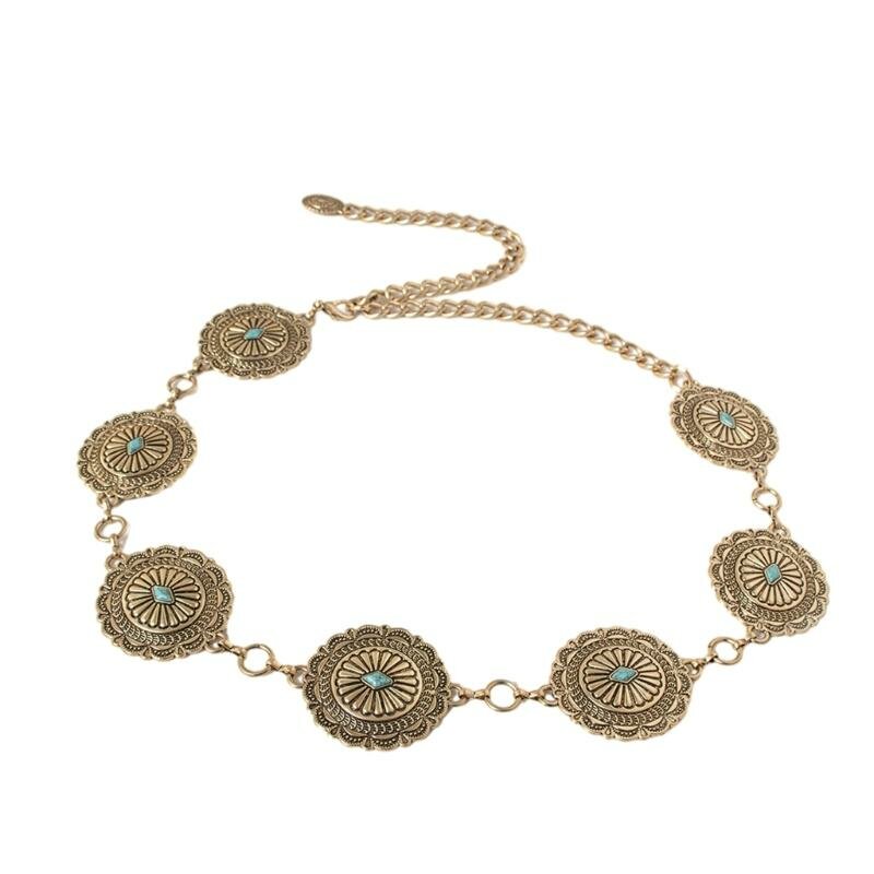 Пояса, Поясная цепочка в стиле ретро с металлической цепочкой-Золото