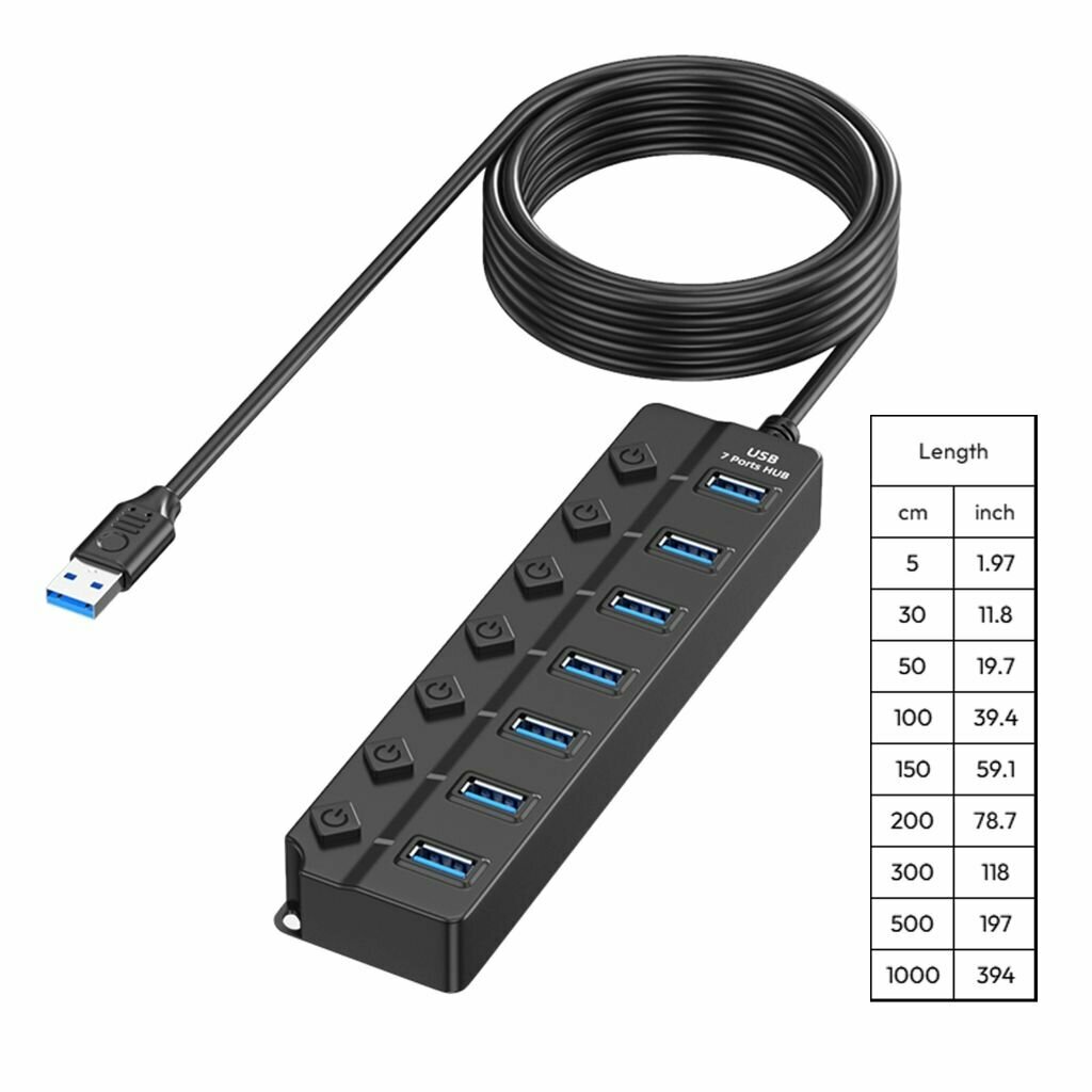 (1 шт.) Концентратор USB2.0 с коммутатором, док-станция расширения-концентратор-3 м-4 порта