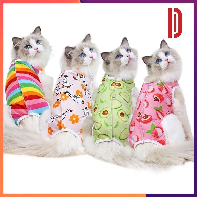 Попона для кошек, послеоперационная Размер M, обхват груди 34 см, длина по спине 25 см, обхват шеи 24 см, рекомендуемый вес 3 кг