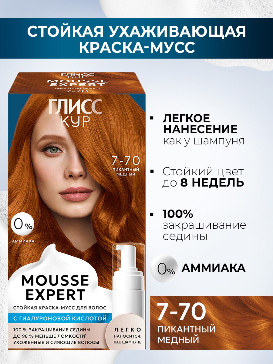 Глисс Кур Mousse Expert Стойкая профессиональная краска-мусс 7-70 Пикантный медный