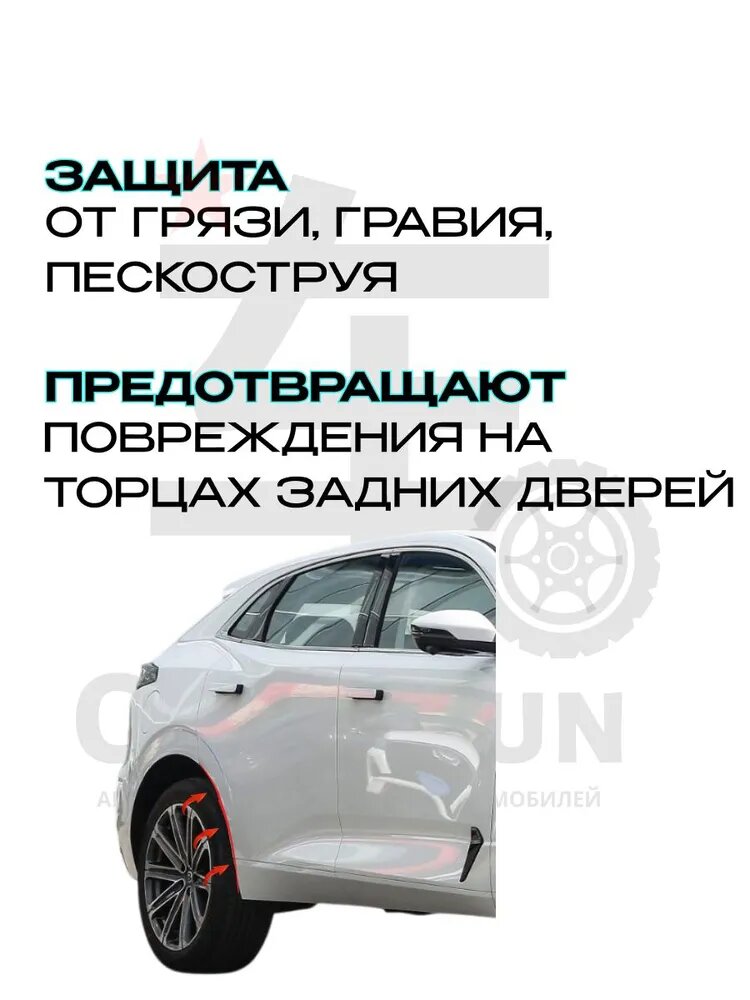 Подкрылки для Changan UNI-K 2022-2025 (2 шт.) из ABS пластика, задние, красные — фото 1