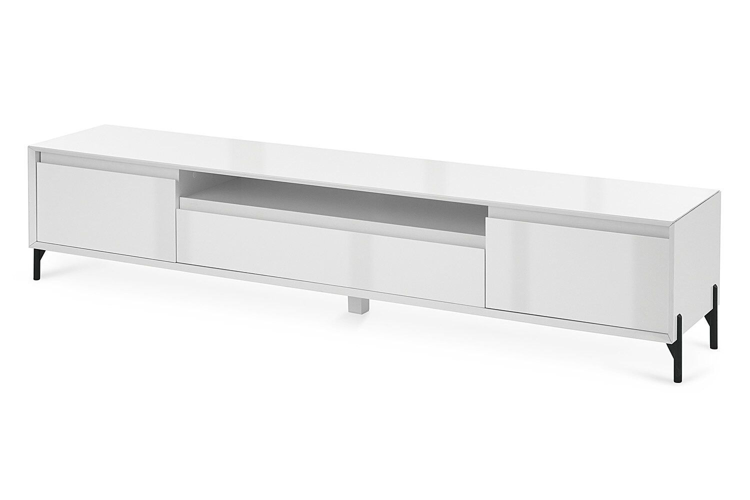 Тумба под ТВ 1800 Сити 180х39х35 см, с открытой полкой, цвет белый глянец