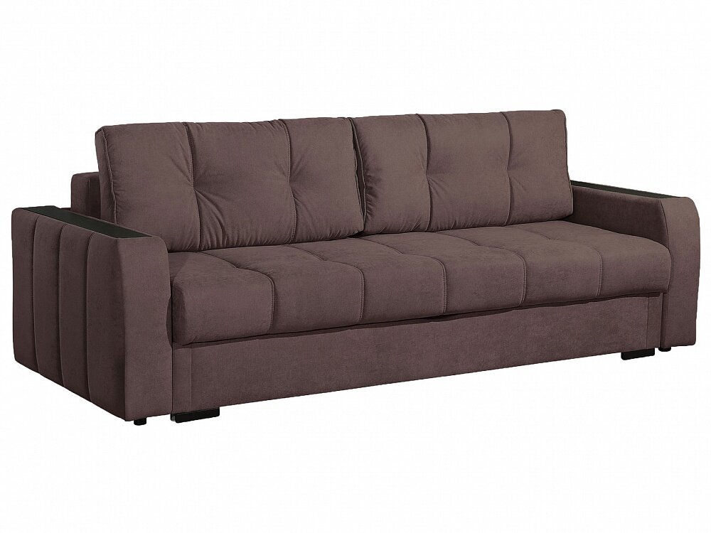 Прямой диван Бостон Кофе Велюр, пантограф (тик-так), 230х100х86 см, с ящиком для белья