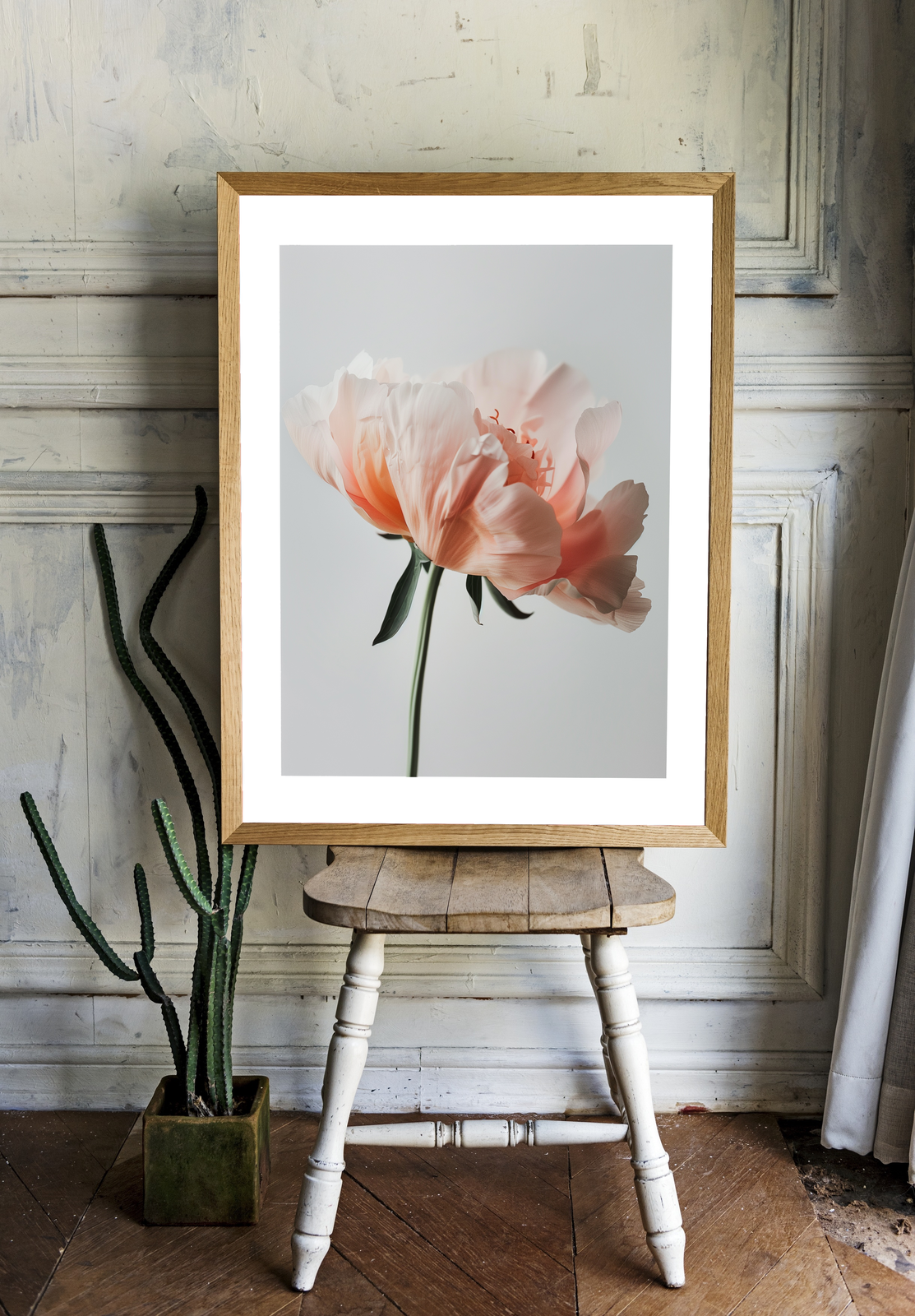 Постер "Нежный пион на фоне" 50x70 без рамы