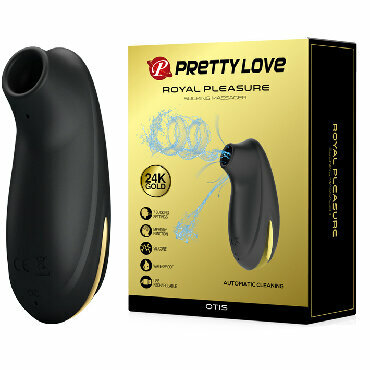 Baile Pretty Love Royal Pleasure Sucking Massager, черный Вакуумный стимулятор клитора с золотым напылением