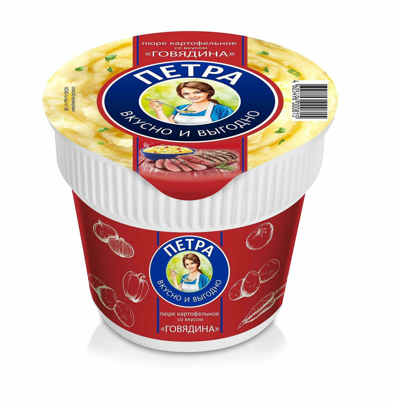 Упаковка из 24 штук Пюре картофельное Петра говядина (стак) 35г