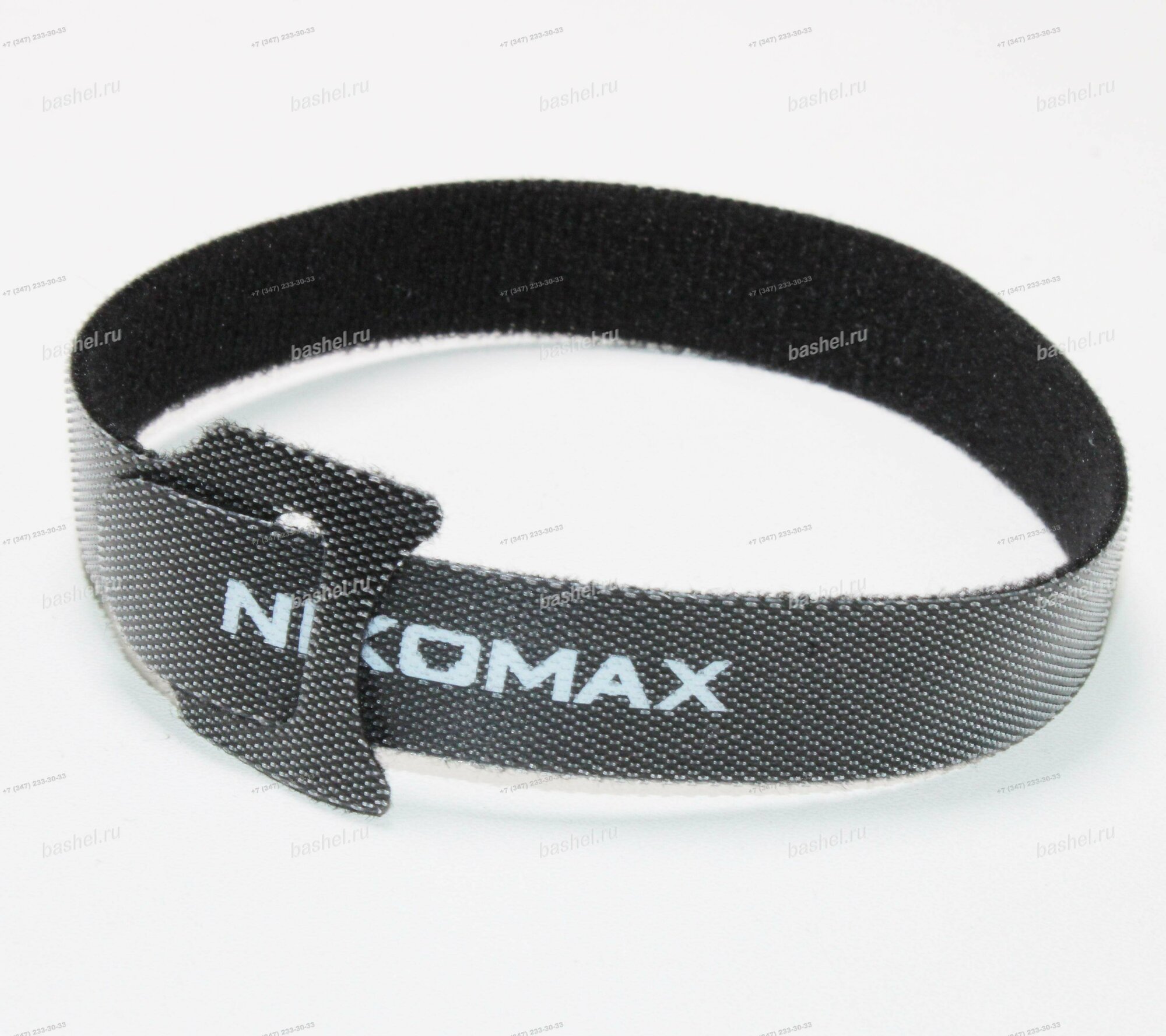 Хомут-липучка (стяжка) NIKOMAX 310х16 (10шт), чёрная, с мягкой пряжкой, для пучков до 85мм, NIKOMAX