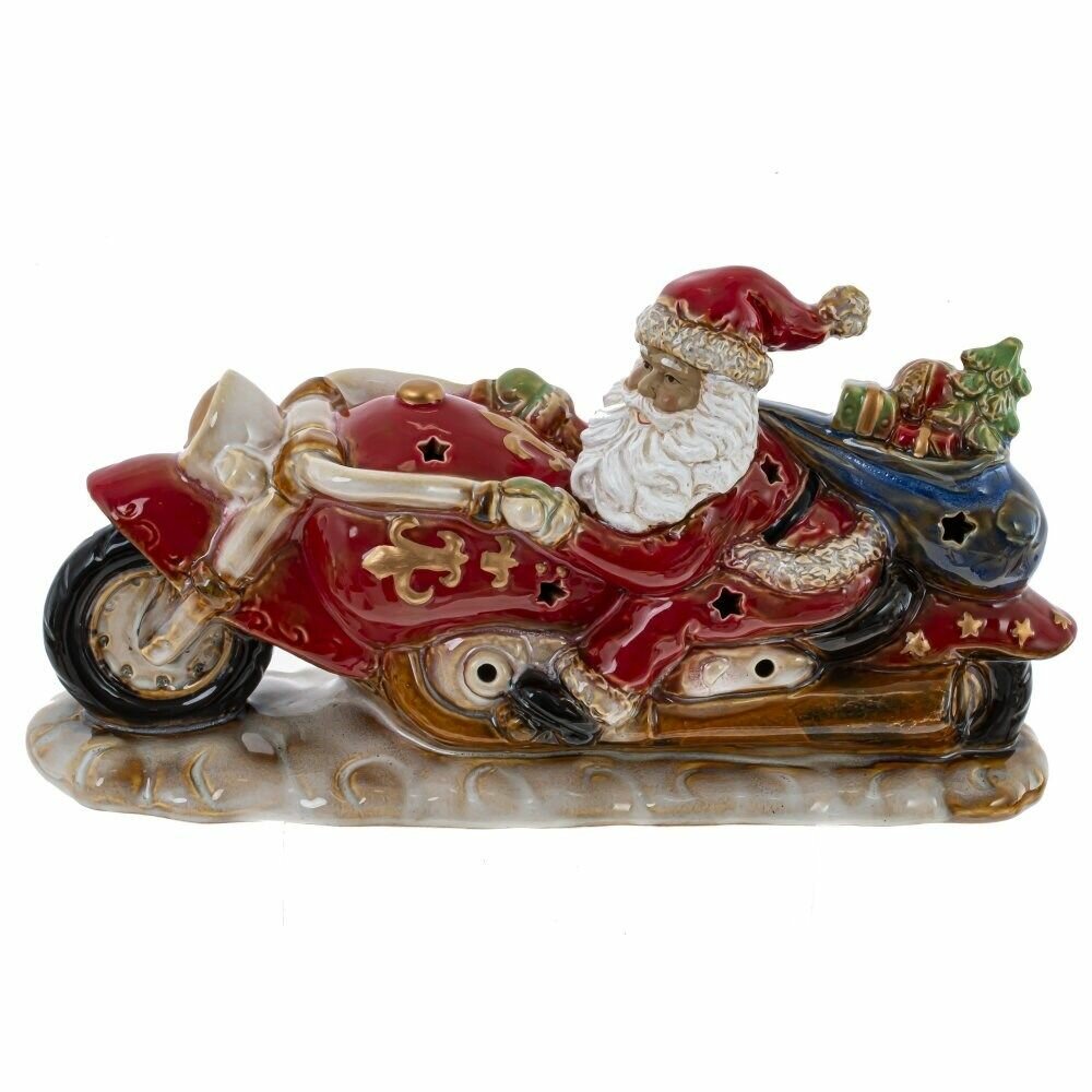 Фигурка "Дед Мороз на мотоцикле"c подсветкой, 30х9х16 см