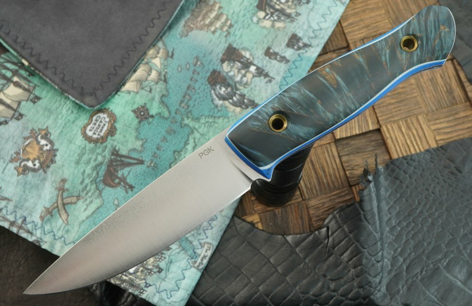 Нож с котом/ MercSKnives Снеговик, PGK, конвекс, карельская береза/G-10