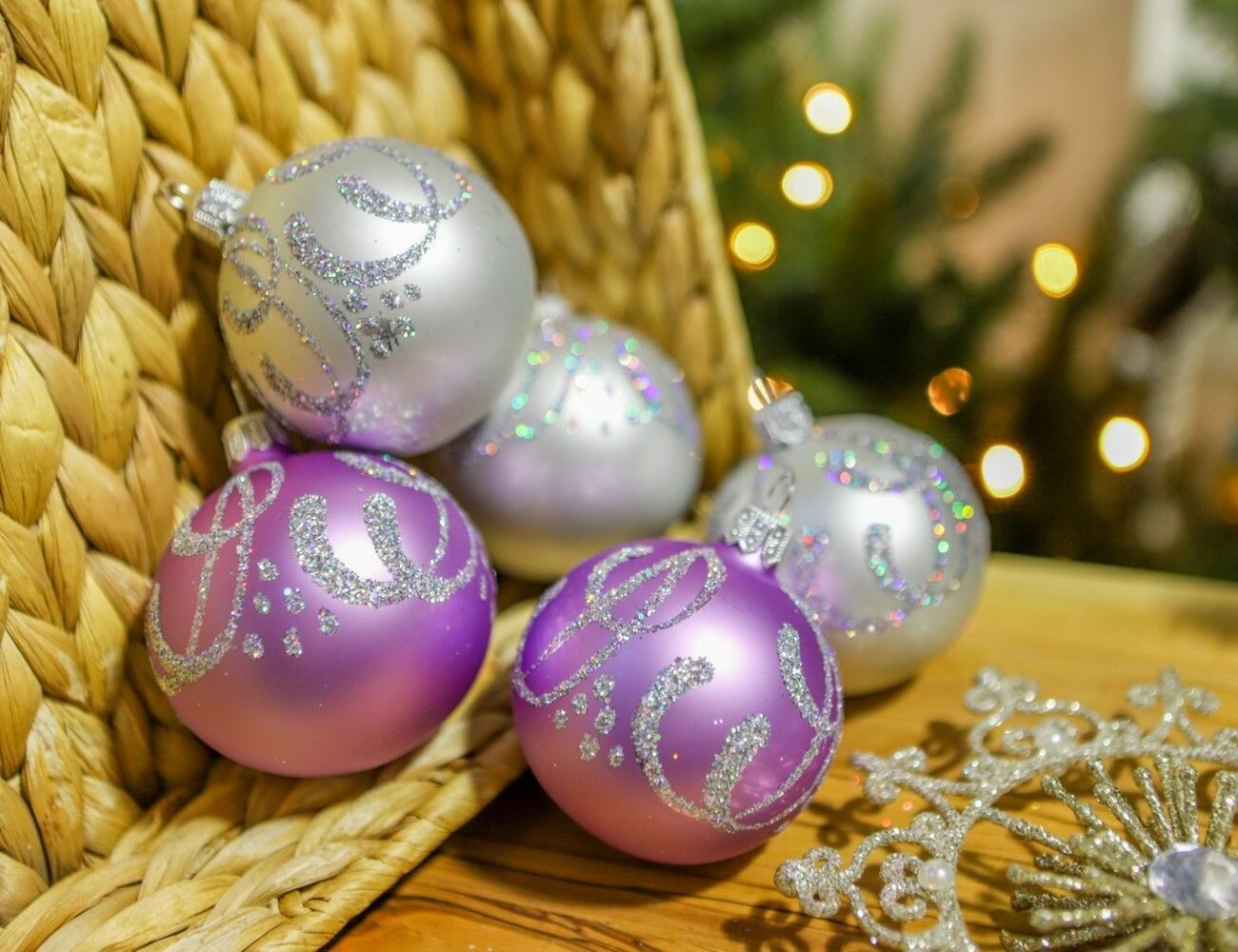 Набор стеклянных шаров полонез, фиолетовый, 5*62 мм, Елочка С489-фиол