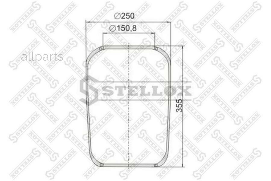 STELLOX 9007150SX пневмоподушка ! кон. 350-260-150.8/150.8 \DAF, MAN, MB, RVI, Scania