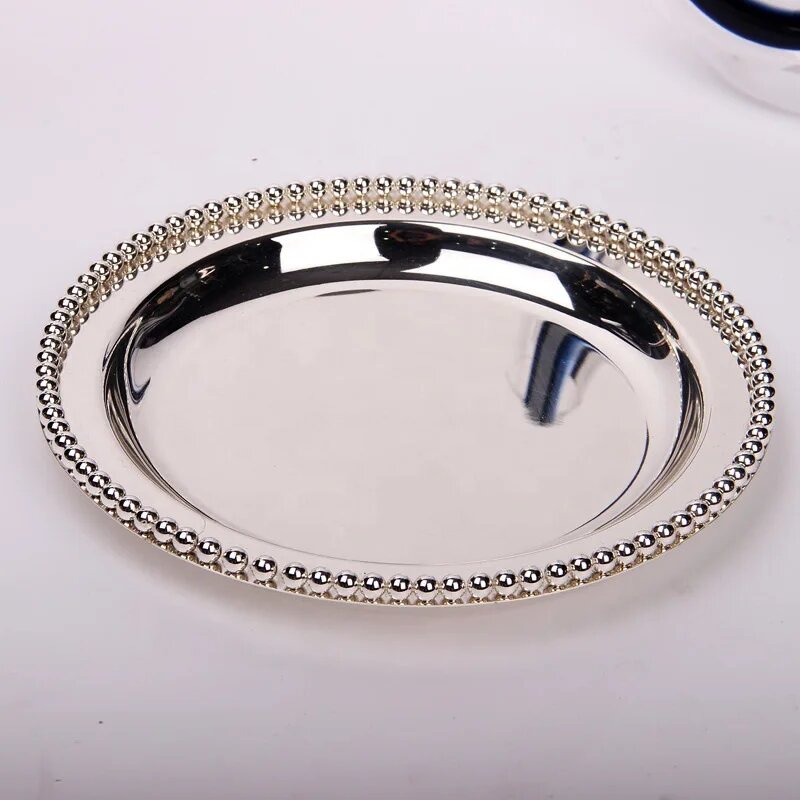 Металлические тарелки MS Made круглые золотые/серебряные 25 см 30cm diameter, silver