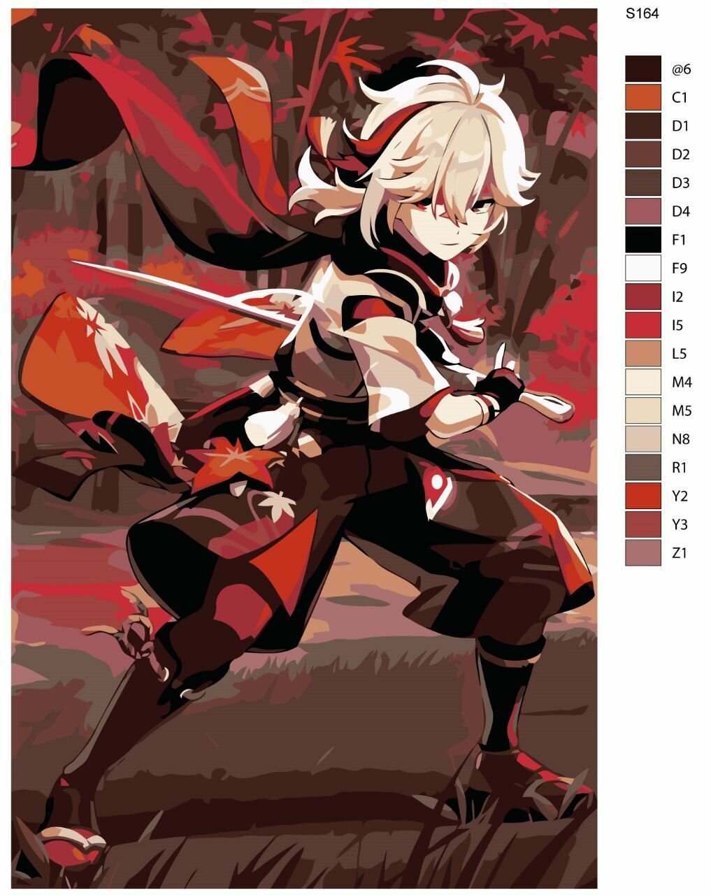 Картина по номерам S164 "Компьютерная игра - Genshin Impact (Геншин Импакт). Кадзуха" 50x70