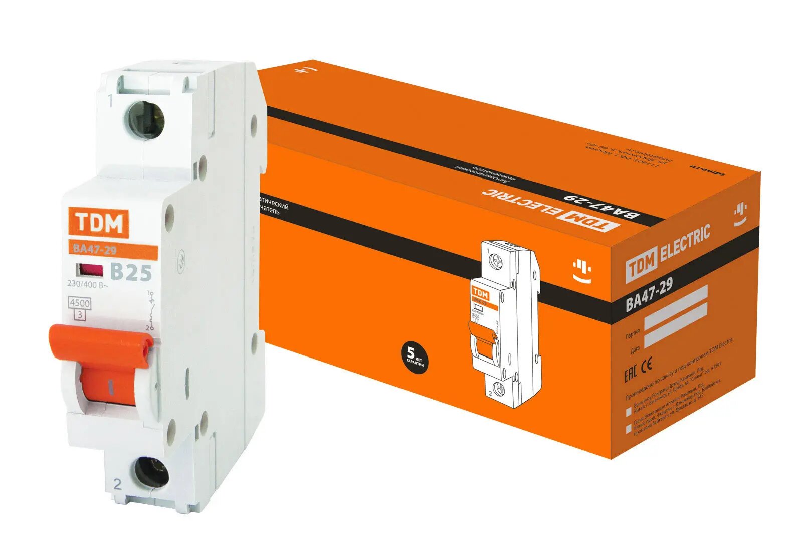 Автоматический выключатель TDM Electric ВА47-29 1Р B25 A 4.5 кА