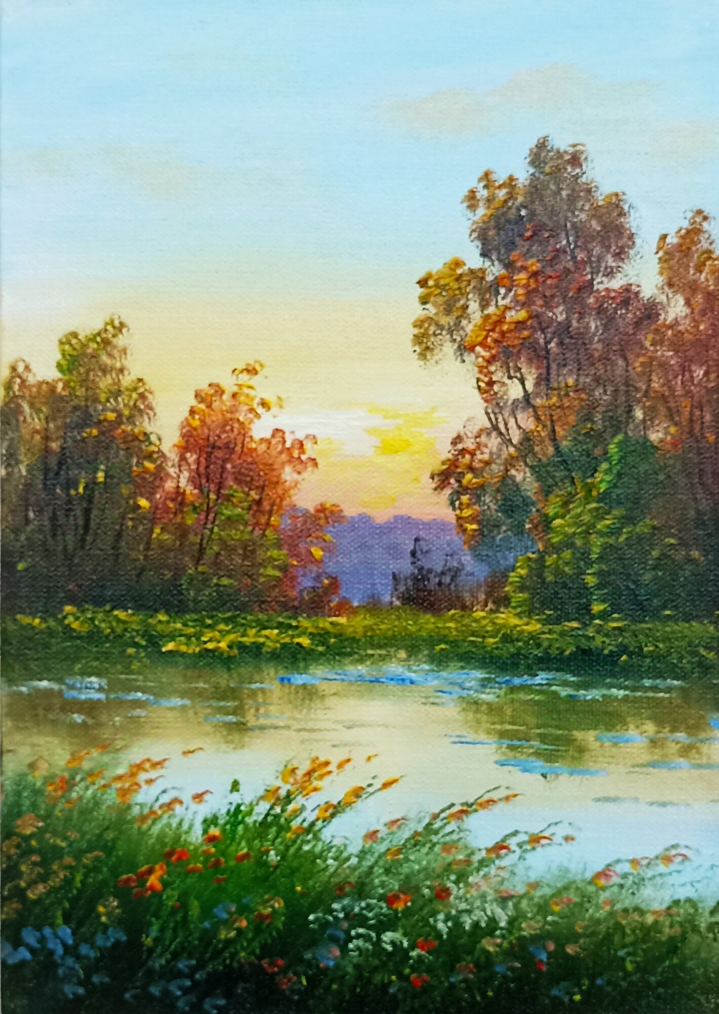 Масло/холст. 100% ручная работа, 100% живопись от Худ. мастерской Грëзы. Картина из серии "Осенние пейзажи". 20х30 см