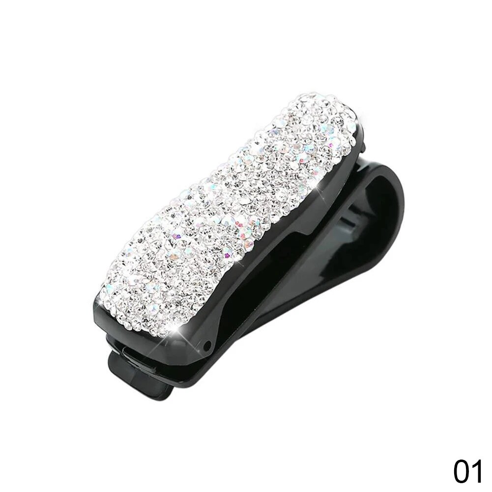 Солнцезащитный козырек, держатель для солнцезащитных очков, кронштейн со стразами, портативные солнцезащитные очки, автомобильный хрустальный зажим, украшения, аксессуары белый